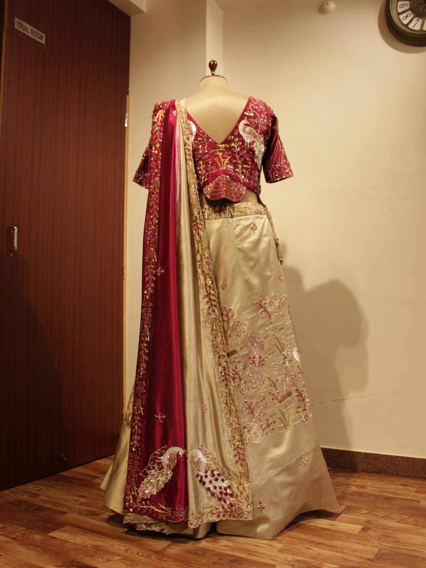 Wine beige embroidered lehenga set – JAYAA'S COUTURE