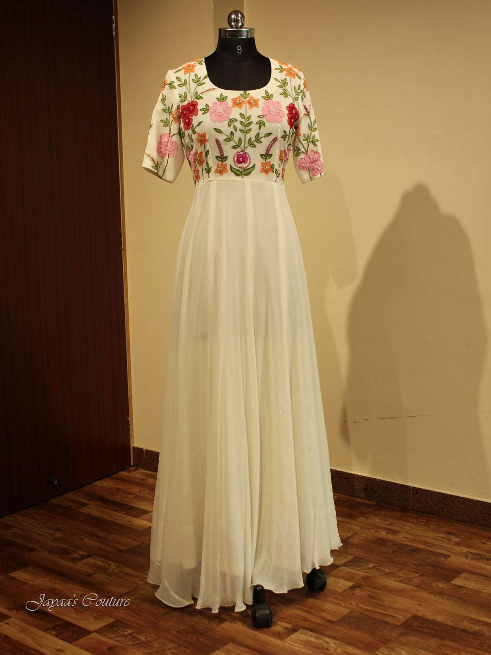 White Handpainted gown – JAYAA'S COUTURE