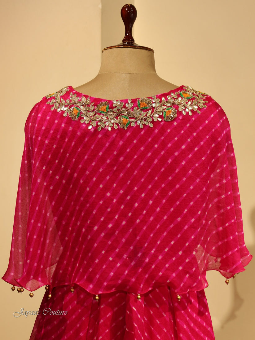 Rani Mothada leheriya gown with belt – JAYAA'S COUTURE