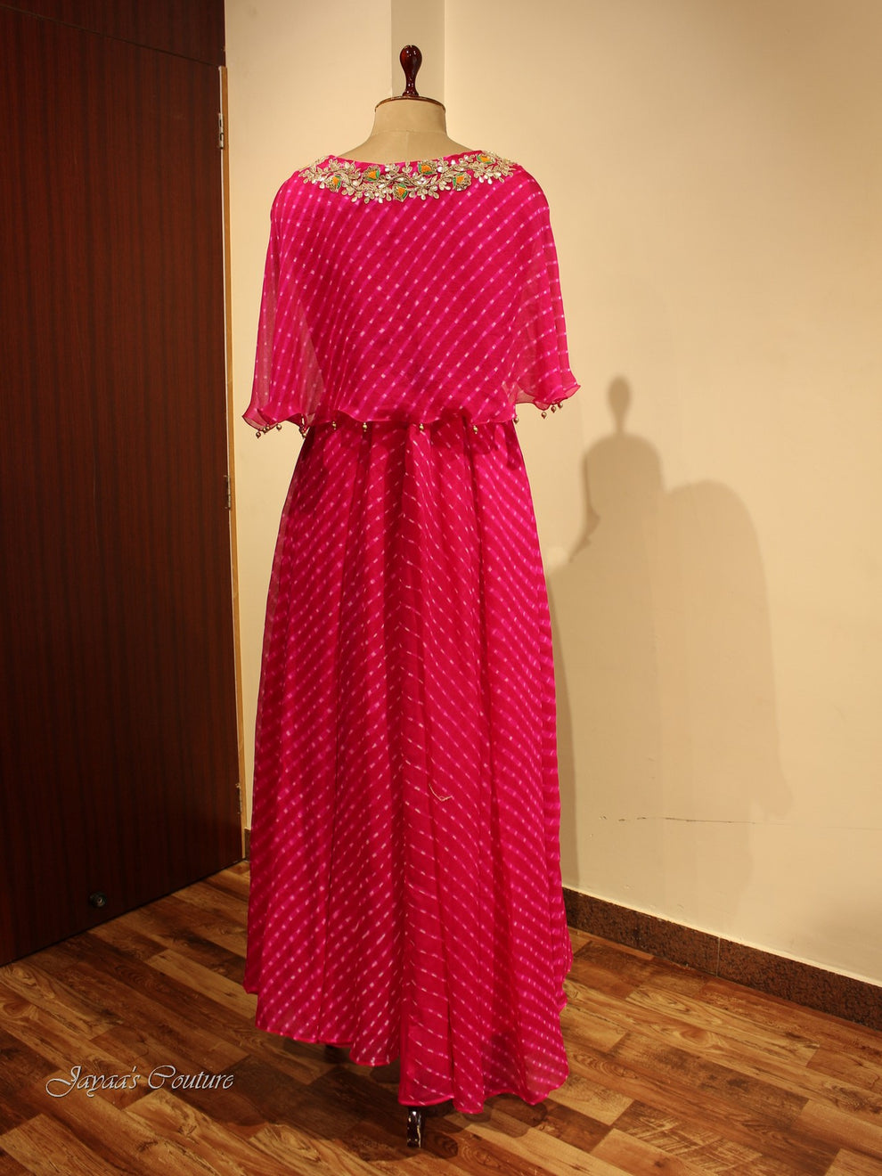 Rani Mothada leheriya gown with belt – JAYAA'S COUTURE